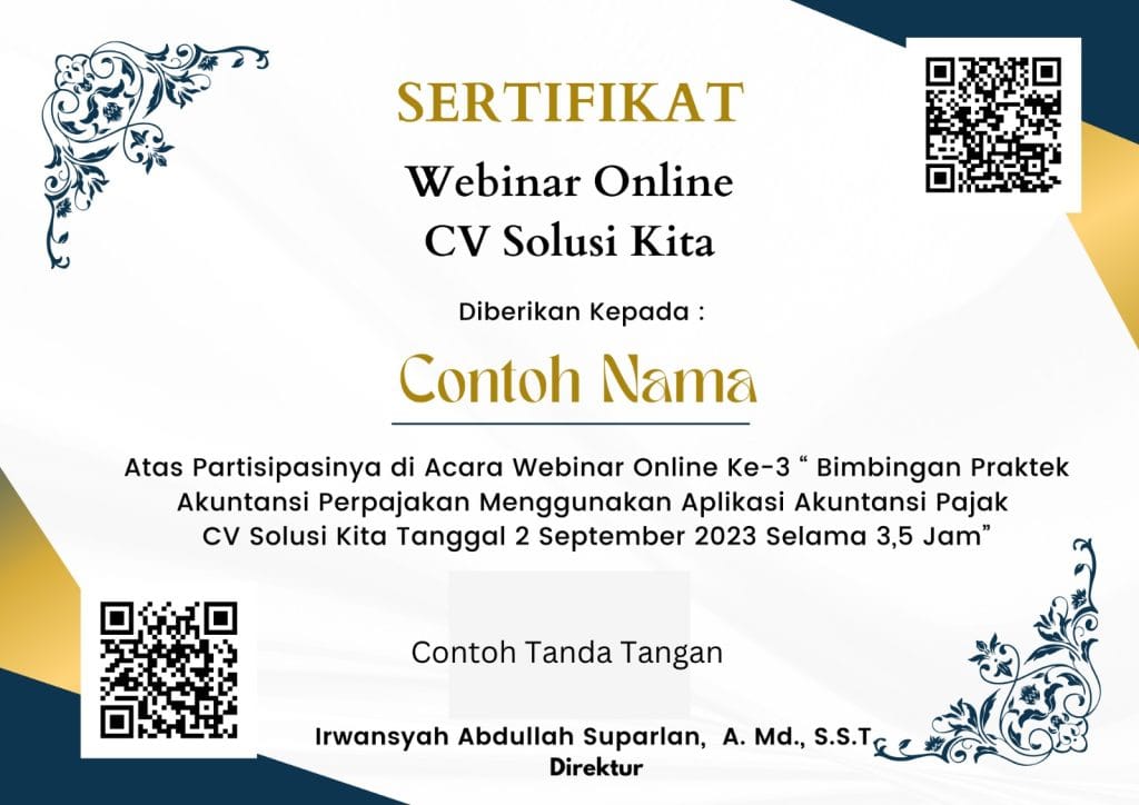 contoh sertifikat webinar online cv solusi kita - Konsultan Pajak ...